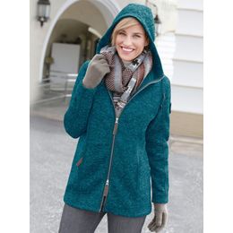 Casual Looks Damen Kapuzenfleecejacke, blau, Gr. 38, meliert, unifarben, 100% Polyester, Jacken