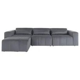 Ecksofa LeGer Home by Lena Gercke "Maileen L-Form" Sofas Gr. B/H/T: 322 cm x 74 cm x 155 cm, Luxus-Microfaser weich, Recamiere links, grau (anthrazit) Modulsofa, bestehend aus 4 Modulen, Farben mixbar