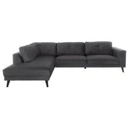 Guido Maria Kretschmer Home & Living Ecksofa GUIDO MARIA KRETSCHMER HOME & LIVING "L-Form" Sofas Gr. B/H/T: 295cm x 81cm x 98cm, Struktur grob, Ottomane links, schwarz (obsidian) mit eleganter Kreuznaht in den Rückenkissen