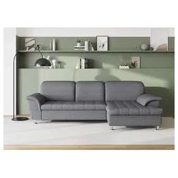 Ecksofa DOMO collection "Franzi Steppung im Sitzbereich B7T/H: 278/162/80 cm, L-Form" Sofas Gr. B/H/T: 278cm x 80cm x 171cm, Struktur grob, Recamiere rechts, ohne Funktion, grau (weiß, grau) wahlweise mit Bettfunktion, Bettkasten und Kopfteilverstellung