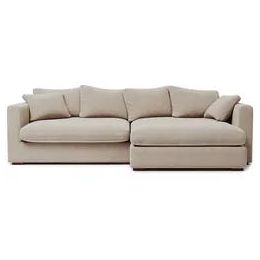 Ecksofa Home Affaire "Coray, L-Form" Sofas Gr. B/H/T: 266 cm x 80 cm x 153 cm, Feincord, Recamiere rechts, beige (sand) extra weich und kuschelig, Füllung mit Federn Daunen