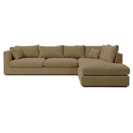 Ecksofa Home Affaire "Coray, L-Form" Sofas Gr. B/H/T: 318 cm x 80 cm x 272 cm, Feincord, Ottomane rechts, braun (light brown) extra weich und kuschelig, Füllung mit Federn Daunen