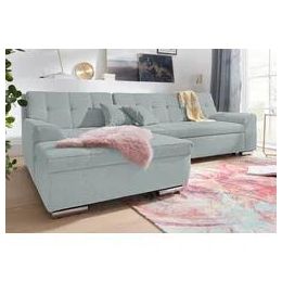 Ecksofa DOMO collection "Aversa L-Form" Sofas Gr. B/H/T: 267cm x 83cm x 178cm, Softstruktur, Recamiere links, ohne Funktion, blau (pastellblau) wahlweise mit Bettfunktion