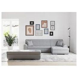 Ecksofa DOMO collection "Treviso viele Bezüge, auch in Cord, L-Form, B/T/H: 267/80/83 cm" Sofas Gr. B/H/T: 267cm x 83cm x 178cm, Luxus-Microfaser Chenilleoptik, Recamiere rechts, ohne Bettfunktion, grau wahlweise mit Bettfunktion, incl. Zierkissen, hochwertige Steppung