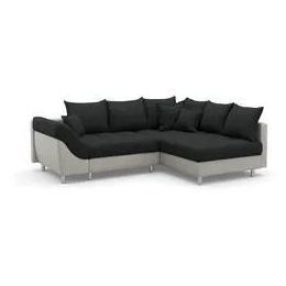 Ecksofa Collection AB "Innsbruck L-Form" Sofas Gr. B/H/T: 247 cm x 87 cm x 189 cm, Microfaser PRIMABELLE-Struktur, Recamiere beidseitig montierbar, Inklusive loser Zier- und Rückenkissen, grau (hellgrau, anthrazit) inklusive Federkern, Recamiere links oder rechts montierbar