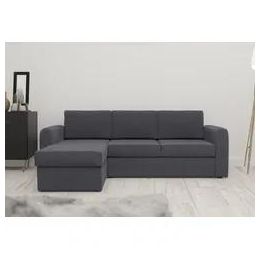 Ecksofa Home Affaire "Delaware, Breite 223 cm, Webstoff fein, mit Stauraum" Sofas Gr. B/H/T: 223 cm x 84 cm x 164 cm, Webstoff fein, Recamiere beidseitig montierbar, grau (dark grey) ausziehbar, mit Bettfunktion, Wellenunterfederung