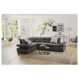 Ecksofa Inosign "Avesa L-Form" Sofas Gr. B/H/T: 275 cm x 80 cm x 211 cm, Luxus-Microfaser in Lederoptik, langer Schenkel rechts-Bettfunktion rechts, mit Armteilverstellung-mit Schlaffunktion, braun (schlamm) Wahlweise mit Arm- und Bettfunktion, BTH: 27521180 cm