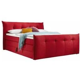 Boxspringbett "Florida", rot, B:185cm L:228cm, Feingewebe (100% Polyester), SET ONE BY Musterring, Komplettbetten, Boxspringbett, mit Bettkasten, in 5 Liegekomfortvarianten