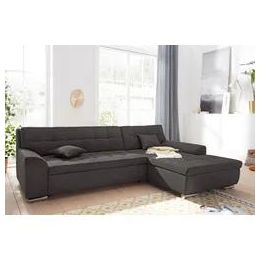 Ecksofa DOMO collection "Aversa L-Form" Sofas Gr. B/H/T: 267cm x 83cm x 178cm, Luxus-Microfaser, Recamiere rechts, ohne Funktion, braun (espresso) wahlweise mit Bettfunktion