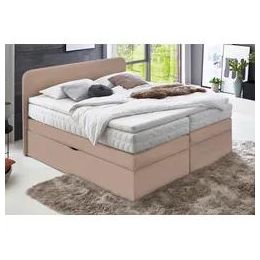 Boxspringbett Westfalia Schlafkomfort Komplettbetten Gr. Microvelours mit Bettkasten-Ohne Topper, Liegefläche B/L: 180cm x 200cm, Gewicht bis: 80 kg H2, Bonnell-Federkernmatratze, beige (dunkelbeige) Boxspringbett wahlweise mit Bettkasten