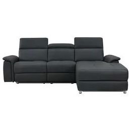 Ecksofa Places of Style "Pareli, L-Form, 259cm,m. Recamiere, Echtleder, Kunstleder, Webstoff" Sofas Gr. B/H/T: 259cm x 98cm x 163cm, Echtleder-Kunstleder, Recamiere rechts, manuelle Relaxfunktion auf Seite gegenüber der Recamiere, grau man. o. elektr. Relaxfunktion, USBKopfteilverstellg u. LED