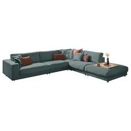 Ecksofa 3C Candy "Enisa II L-Form" Sofas Gr. B/H/T: 365cm x 86cm x 322cm, Flachgewebe, langer Schenkel links, blau (petrol) incl. 3 Flatterkissen, wahlweise mit Flecken-Schutz-Bezug Easy care