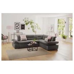 Ecksofa Inosign "Avesa L-Form" Sofas Gr. B/H/T: 275cm x 80cm x 211cm, Luxus-Microfaser in Lederoptik, langer Schenkel links-Bettfunktion links, mit Armteilverstellung-mit Schlaffunktion, grau (anthrazit) Wahlweise mit Arm- und Bettfunktion, BTH: 27521180 cm