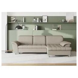 Ecksofa DOMO collection "Franzi Steppung im Sitzbereich B7T/H: 278/162/80 cm, L-Form" Sofas Gr. B/H/T: 278cm x 80cm x 171cm, Webstoff fein, Recamiere rechts, mit Bettfunktion-mit Bettkasten-mit Kopfteilverstellung, braun (schlamm) wahlweise mit Bettfunktion, Bettkasten und Kopfteilverstellung