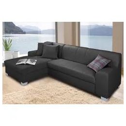 Ecksofa Inosign "Anzio L-Form" Sofas Gr. B/H/T: 239 cm x 75 cm x 82 cm, Kunstleder SOFTLUX, Recamiere links, mit Bettfunktion, schwarz wahlweise mit Bettfunktion