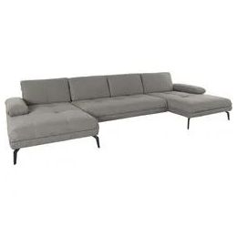 Wohnlandschaft Andas "Stenlille U-Form" Sofas Gr. B/H/T: 374cm x 83cm x 162cm, Struktur weich, gleichschenklig, grau incl. Sitztiefen-, Kopfteil- und Armteilverstellung