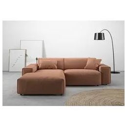 Ecksofa Andas "Glimminge L-Form auch in Breitcord, Feincord + Easy care-Bezug" Sofas Gr. B/H/T: 234cm x 71cm x 191cm, Chenille-Struktur, Ottomane links, braun Breite 234, Zierkissen