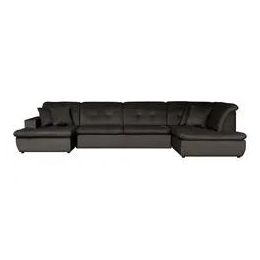 Wohnlandschaft Inosign "BRISBANE NEU U-Form" Sofas Gr. B/H/T: 380cm x 83cm x 202cm, Samtoptik, Recamiere links, grau (anthrazit) mit feiner Steppung, Matten-Optik, incl. Zierkissen