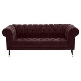 Guido Maria Kretschmer Home & Living Chesterfield-Sofa GUIDO MARIA KRETSCHMER HOME & LIVING "Tinnum" Sofas Gr. B/H/T: 195cm x 77cm x 87cm, Struktur weich, rot