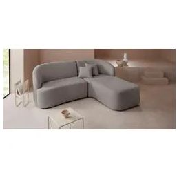 Ecksofa LeGer Home by Lena Gercke "Dilara L-Form" Sofas Gr. B/H/T: 200 cm x 87 cm x 165 cm, Boucle, Ottomane rechts, grau (hellgrau) gerundete Rückenlehne und Front, in 3 Bezugsqualitäten