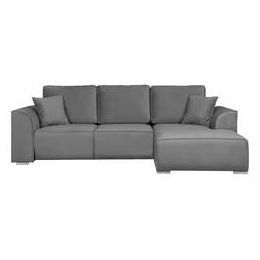 Ecksofa Inosign "Beatrice L-Form" Sofas Gr. B/H/T: 265cm x 86cm x 170cm, Material, Ottomane rechts, ohne Bettfunktion-ohne Bettkasten, grau (hellgrau) wahlweise auch mit Bettfunktion und Bettkasten