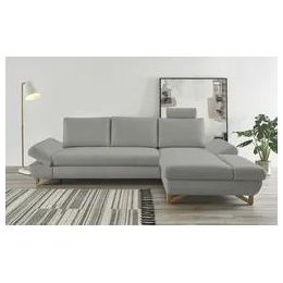 Ecksofa Inosign "City/Giron, L-Form" Sofas Gr. B/H/T: 284 cm x 104 cm x 166 cm, Veloursstoff, Recamiere rechts, ohne Bett-Funktion, grau (hellgrau) verstellbare Armlehnen mit Rasterfunktion