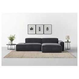 Ecksofa Trendmanufaktur "Braga, mit hochwertigem Kaltschaum, L-Form, in Cord erhältlich" Sofas Gr. B/H/T: 275cm x 72cm x 160cm, Breitcord RIBBON, Recamiere rechts, grau (anthrazit) modernes Sofa, Couch mit hohem Sitzkomfort, 27572160 cm (BHT)