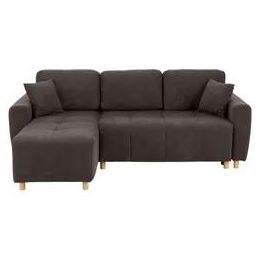 Ecksofa Home Affaire "Scania L-Form" Sofas Gr. B/H/T: 220 cm x 86 cm x 160 cm, Microfaser, Recamiere links, mit Bettfunktion-mit Bettkasten, grau wahlweise mit Bettfunktion und Bettkasten