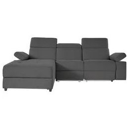 Ecksofa Places of Style "Kilado, L-Form" Sofas Gr. B/H/T: 259cm x 98cm x 163cm, Struktur fein, Recamiere links, elektrische Relaxfunktion auf Seite gegenüber der Recamiere, grau (anthrazit) mit Relaxfunktion, verstellbarer Armlehne, Kopfteilverstellung