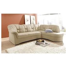 Ecksofa DOMO collection "Papenburg L-Form" Sofas Gr. B/H/T: 241cm x 84cm x 178cm, Microfaser PRIMABELLE, Ottomane rechts, mit Bettfunktion, beige (natur) mit Ottomane, wahlweise Bettfunktion