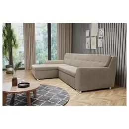 Ecksofa DOMO collection "Treviso viele Bezüge, auch in Cord, L-Form, B/T/H: 267/80/83 cm" Sofas Gr. B/H/T: 267cm x 83cm x 178cm, Cord, Recamiere links, ohne Bettfunktion, braun (schlamm) wahlweise mit Bettfunktion, incl. Zierkissen, hochwertige Steppung