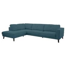 Guido Maria Kretschmer Home & Living Ecksofa GUIDO MARIA KRETSCHMER HOME & LIVING "Bilge, L-Form" Sofas Gr. B/H/T: 297cm x 83cm x 203cm, Struktur, Ottomane links, ohne Funktion, blau (aqua)