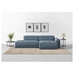 Ecksofa Trendmanufaktur "Braga, mit hochwertigem Kaltschaum, L-Form, in Cord erhältlich" Sofas Gr. B/H/T: 275cm x 72cm x 160cm, Struktur weich LENNON, Recamiere rechts, blau (blue horizon) modernes Sofa, Couch mit hohem Sitzkomfort, 27572160 cm (BHT)