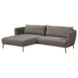 Schöner Wohnen Ecksofa SCHÖNER WOHNEN-KOLLEKTION "Pearl - 5 Jahre Hersteller-Garantie, auch in Bouclé L-Form" Sofas Gr. B/H/T: 270cm x 71cm x 160cm, Velours, Longchair links, grau (stone) Maße (BHT): 27071160 cm, Füße aus Massivholz