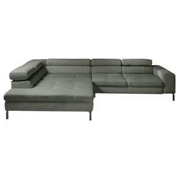 Ecksofa Gallery M BRANDED BY MUSTERRING "Felicia Due L-Form" Sofas Gr. B/H/T: 312cm x 69cm x 216cm, Feincord, mega-Recamiere links, ohne Sitzvorzug, grün (oliv) Wahlweise mit Sitzvorzug, inkl. Kopfteilverstellung, Sitzhöhe 40 cm