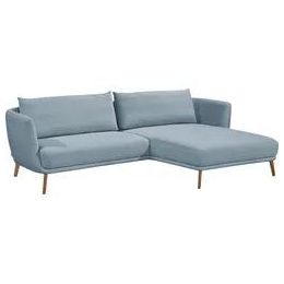 Schöner Wohnen Ecksofa SCHÖNER WOHNEN-KOLLEKTION "Pearl - 5 Jahre Hersteller-Garantie, auch in Bouclé L-Form" Sofas Gr. B/H/T: 270cm x 71cm x 160cm, Flachgewebe, Longchair rechts, blau (hellblau) Maße (BHT): 27071160 cm, Füße aus Massivholz