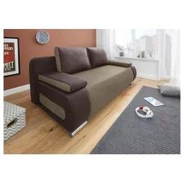 Schlafsofa Collection AB "Moritz" Sofas Gr. B/H/T: 200 cm x 85 cm x 98 cm, Microfaser PRIMABELLE-Struktur, braun (braun, cappuccino) mit Bettfunktion und Bettkasten, komfortabler Federkern