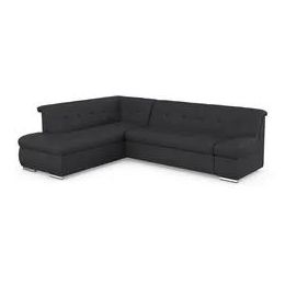 Ecksofa DOMO collection "Mona L-Form" Sofas Gr. B/H/T: 271cm x 80cm x 213cm, Struktur grob, Ottomane links, ohne Funktion, grau (dkl.grau) wahlweise mit Bett- und Armlehnfunktion