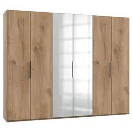 Kleiderschrank wimex "Level by fresh to go", braun (plankeneichefarben), B:300cm H:236cm T:58cm, Schränke, mit Spiegeltüren