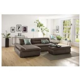 Ecksofa Inosign "Avesa L-Form", braun (dunkelbraun), B:300cm H:80cm T:172cm, 100% Polyester, Sofas, Wahlweise mit Armteilvertsellung und Bettfunktion, B/T/H: 300/172/80cm