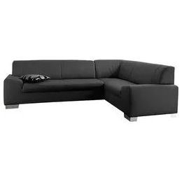 Ecksofa DOMO collection "Alisson L-Form" Sofas Gr. B/H/T: 249cm x 75cm x 181cm, Microfaser, langer Schenkel links, mit Bettfunktion, grau (anthrazit) wahlweise mit Bettfunktion