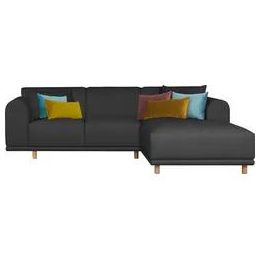 Ecksofa Andas "Maroon L-Form" Sofas Gr. B/H/T: 285cm x 82cm x 191cm, Struktur grob, Recamiere rechts, Inklusive 7 Zierkissen, schwarz in skandinavischem Design, mit losen Kissen