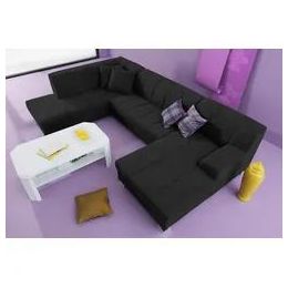 Wohnlandschaft Inosign "Anzio U-Form" Sofas Gr. B/H/T: 297 cm x 75 cm x 82 cm, Microfaser PRIMABELLE, Recamiere rechts, mit Bettfunktion, schwarz wahlweise mit Bettfunktion