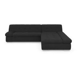 Ecksofa DOMO collection "Mona L-Form" Sofas Gr. B/H/T: 297cm x 80cm x 173cm, Feinstruktur, Recamiere rechts, mit Armlehnfunktion, grau (anthrazit) wahlweise mit Bettfunktion