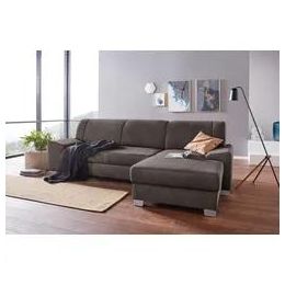 Ecksofa DOMO collection "Anzio L-Form" Sofas Gr. B/H/T: 271cm x 85cm x 160cm, Luxus-Microfaser, Recamiere rechts, Mit Bettfunktion-Mit Federkern, grau (anthrazit) wahlweise mit Bettfunktion und Federkern