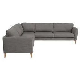 Ecksofa Home Affaire "MARSEILLE 278/278 cm, L-Form" Sofas Gr. B/H/T: 278cm x 88cm x 278cm, Struktur fein, gleichschenklig, grau (dunkelgrau) gleichschenklig, aus Eiche-Massivholz Beinen, verschiedene Bezüge