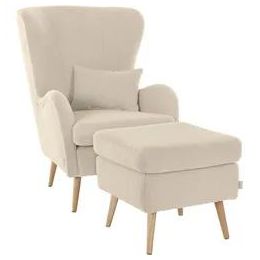 Guido Maria Kretschmer Home & Living Sessel GUIDO MARIA KRETSCHMER HOME&LIVING "Sallito, TV-Sessel, Ohrensessel mit" Gr. Fellimitat, mit Hocker, B/H/T: 76 cm x 109 cm x 85 cm, beige (cream) Sessel mit Hocker Ohrensessel incl. Hocker, in 6 Bezugsqualitäten, BTH: 7685109 cm