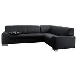 Ecksofa DOMO collection "Alisson L-Form" Sofas Gr. B/H/T: 249cm x 75cm x 181cm, Luxus-Kunstleder, langer Schenkel links, ohne Bettfunktion, schwarz wahlweise mit Bettfunktion