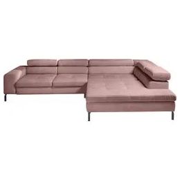 Ecksofa Gallery M BRANDED BY MUSTERRING "Felicia Due L-Form" Sofas Gr. B/H/T: 312 cm x 72 cm x 216 cm, Feincord, mega-Recamiere rechts, mit Sitzvorzug motorisch, rosa (altrosa) Wahlweise mit Sitzvorzug, inkl. Kopfteilverstellung, Sitzhöhe 43 cm