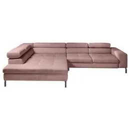 Ecksofa Gallery M BRANDED BY MUSTERRING "Felicia Due L-Form" Sofas Gr. B/H/T: 312 cm x 72 cm x 216 cm, Feincord, mega-Recamiere links, mit Sitzvorzug motorisch, rosa (altrosa) Wahlweise mit Sitzvorzug, inkl. Kopfteilverstellung, Sitzhöhe 43 cm